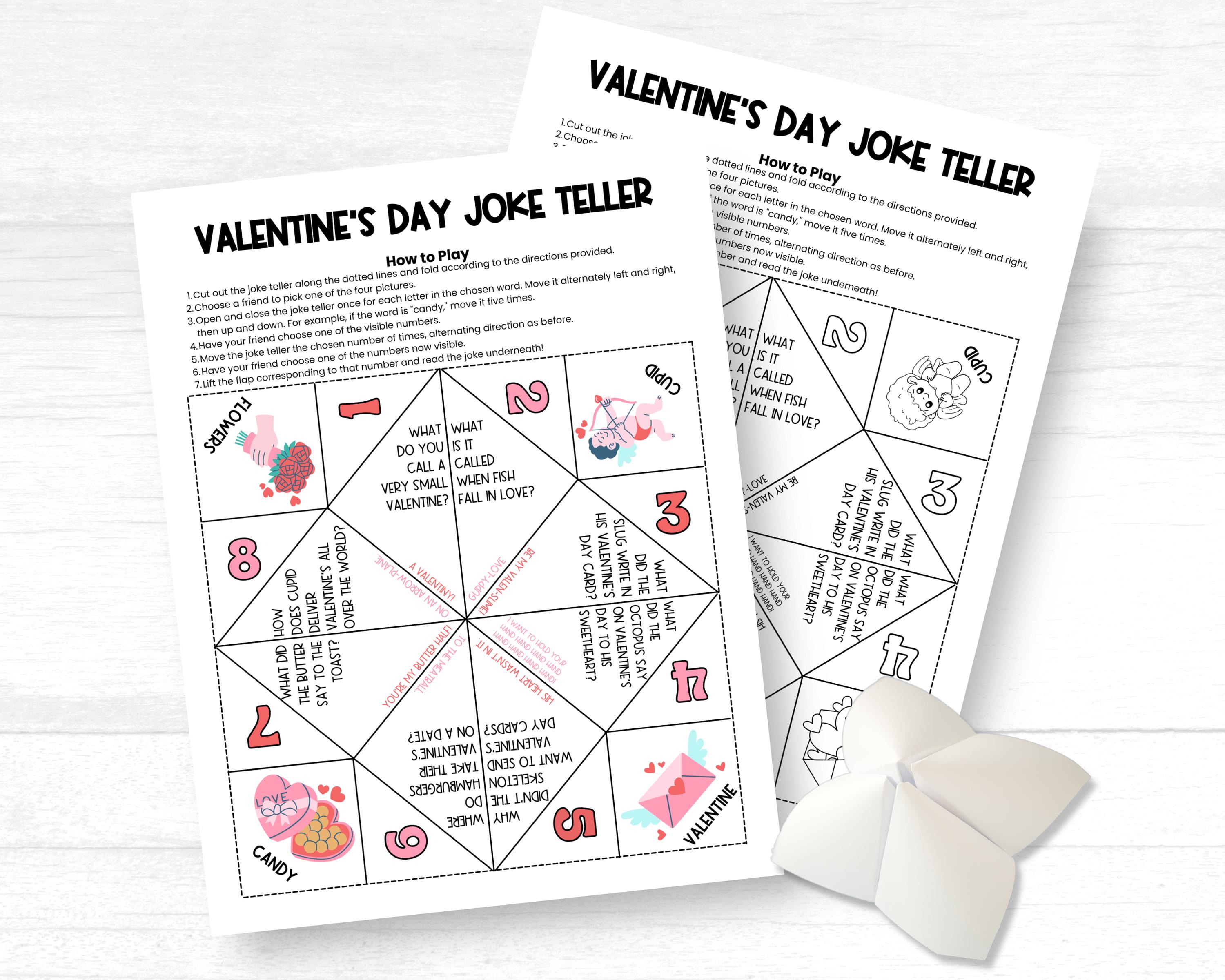 Valentine's Day Joke Teller Cootie Catcher: Printable Game (PDF) - Etsy
