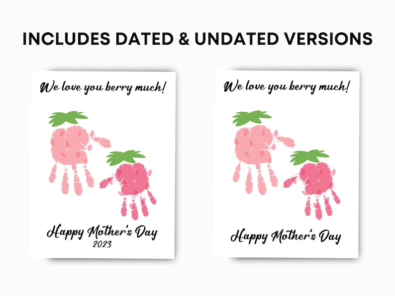 Mothers Day Handprints Printable Love You Berry Much Etsy