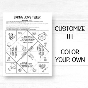 Spring Jokes for Kids, Cootie Catcher, Paper Fortune Teller, Printable ...