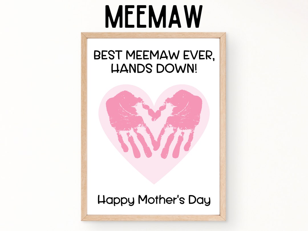 Meemaw Mothers Day Handprint Card, Handprint Art for Mothers Day ...