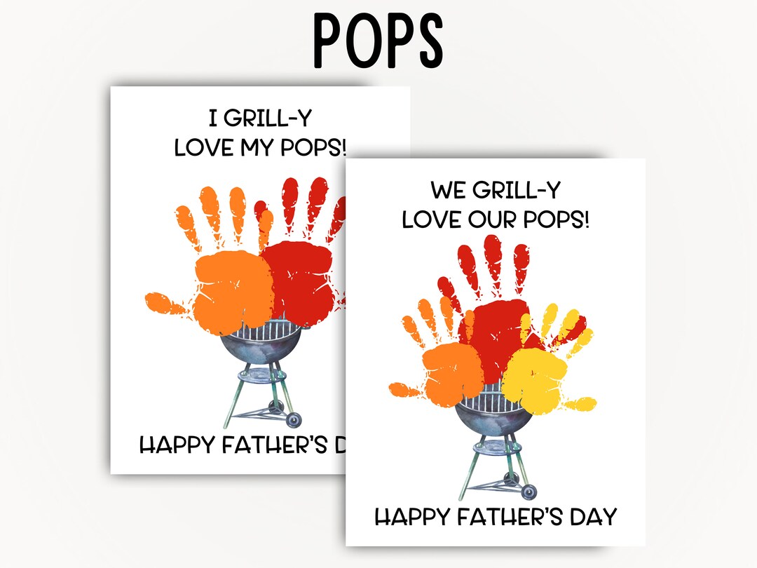 Pops Fathers Day Handprint Craft, Handprint Father's Day Gift for Pops ...