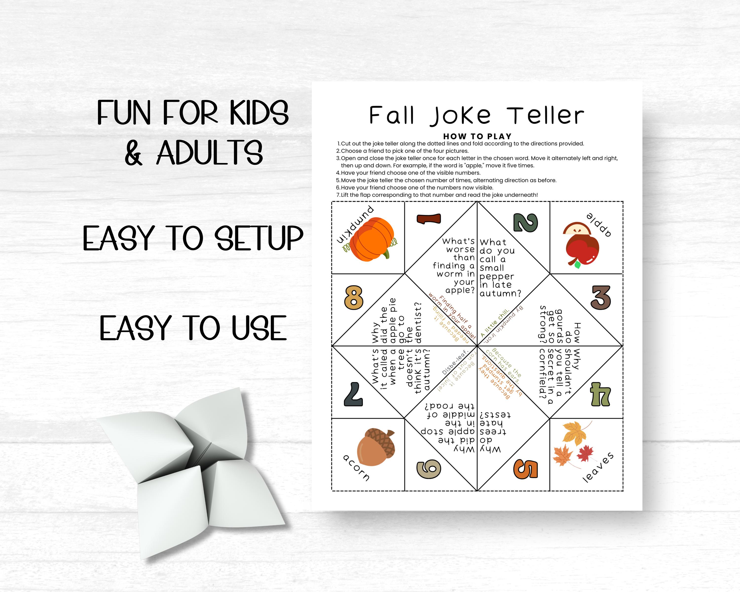 Fall Jokes Cootie Catcher: Printable Fortune Teller Game (PDF) - Etsy