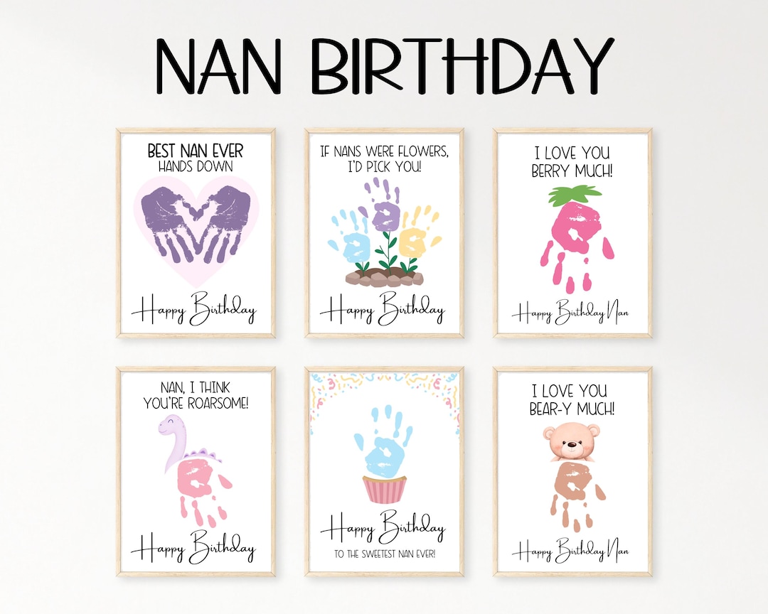 Nan Handprint Birthday Card, Happy Birthday Nan Card, Gift for Nan From ...