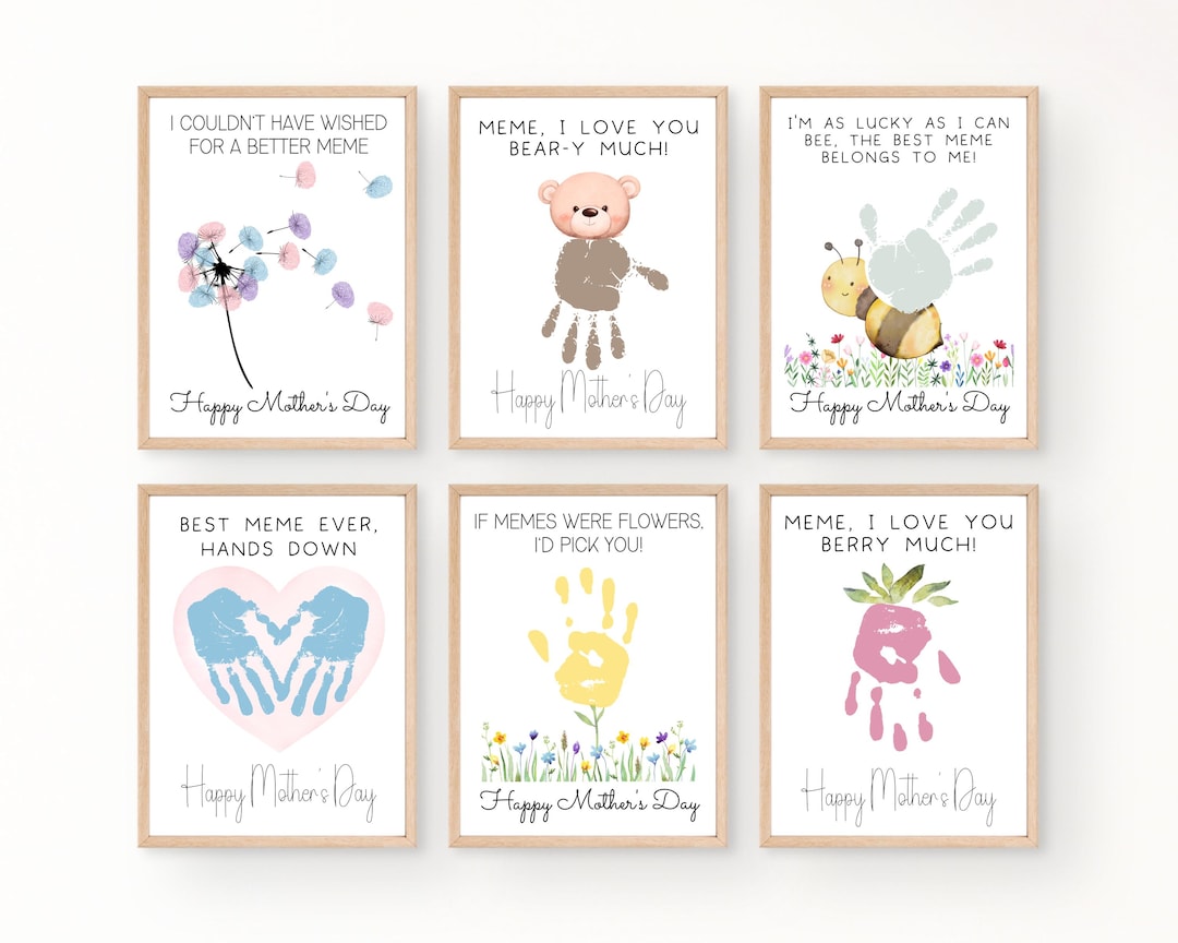 Meme Handprint Mothers Day Card, Meme Gifts for Mothers Day, Mothers ...