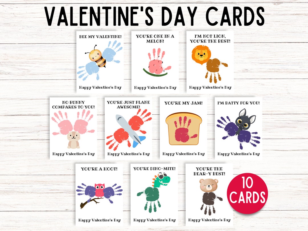 Valentine Handprint Art Bundle, Valentine's Day Handprint Craft for ...