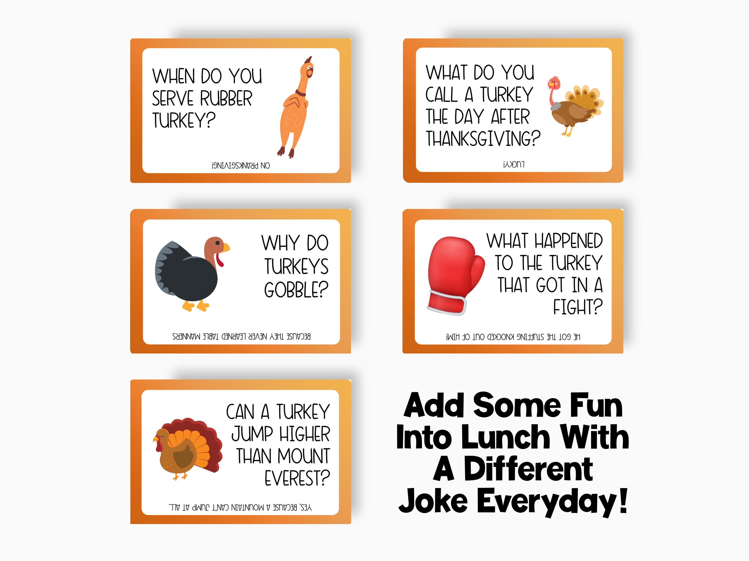 Thanksgiving Jokes for Kids: Printable Lunchbox Notes (PDF) - Etsy