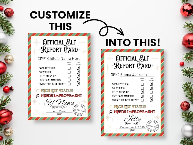 Editable Elf Report Card, Official Elf Report Card Printable, Elf ...