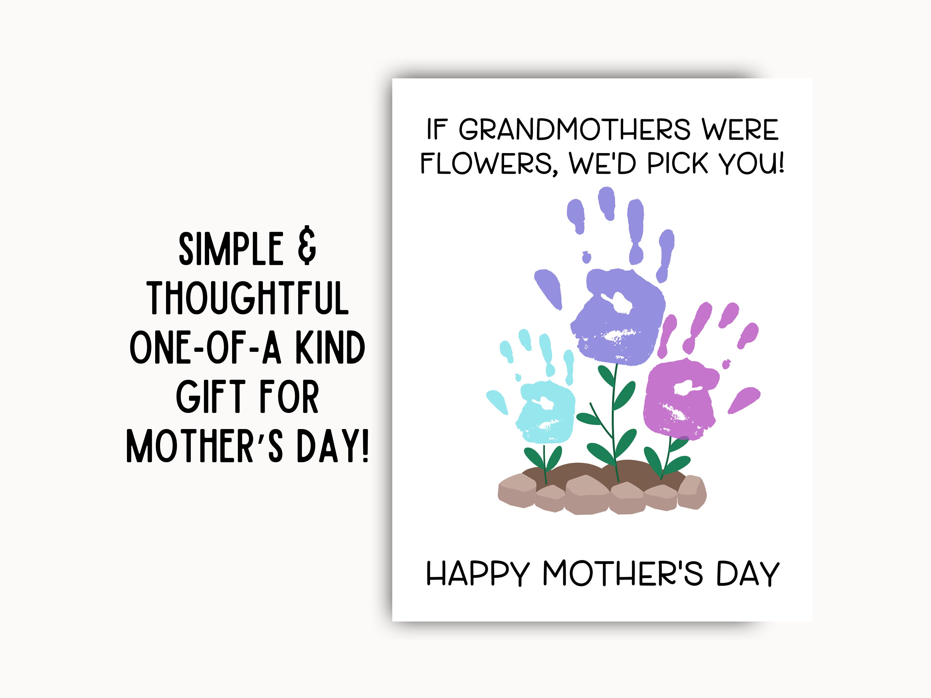 Grandmother Mothers Day Handprint Card, Grandmother Gift From Grandkids ...
