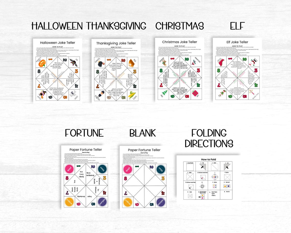 Joke Teller Cootie Catcher Bundle: Seasonal Jokes for Kids (PDF) - Etsy