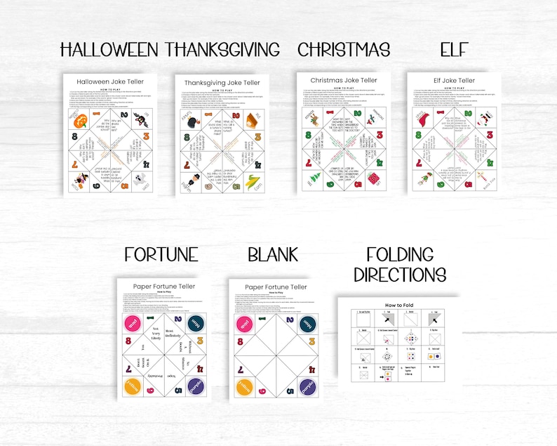 Joke Teller Cootie Catcher Bundle: Seasonal Jokes for Kids (PDF) - Etsy