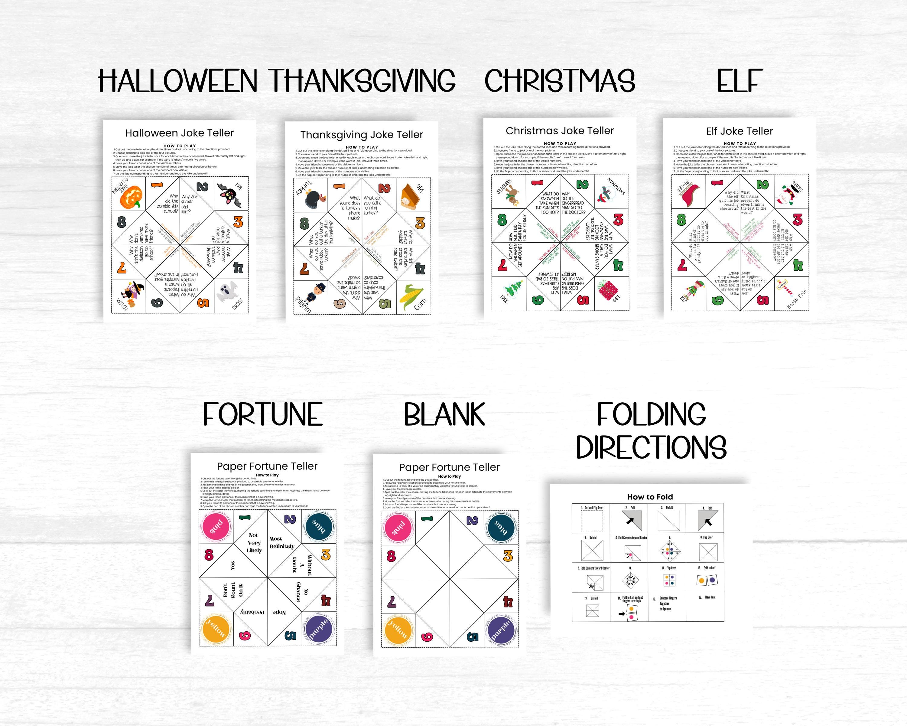 Joke Teller Cootie Catcher Bundle: Seasonal Jokes for Kids (PDF) - Etsy