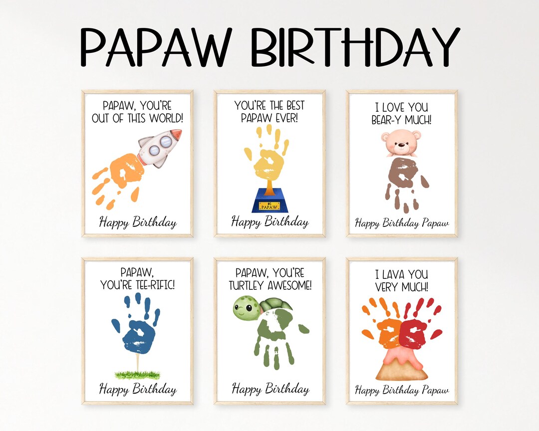 Papaw Handprint Birthday Card Printable, Papaw Gifts From Grandkids ...