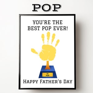 Best Pop Ever Handprint Fathers Day Card, Pop Gifts From Kids, Father's ...