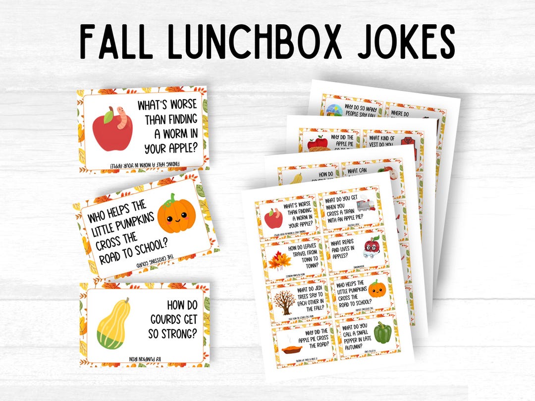 32 Fall Lunch Box Notes for Kids Printable, Kids Lunchbox Jokes, Lunch ...