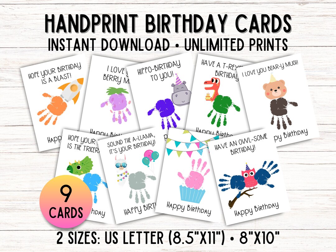 Birthday Handprint Craft Printable Birthday Card Handprint - Etsy