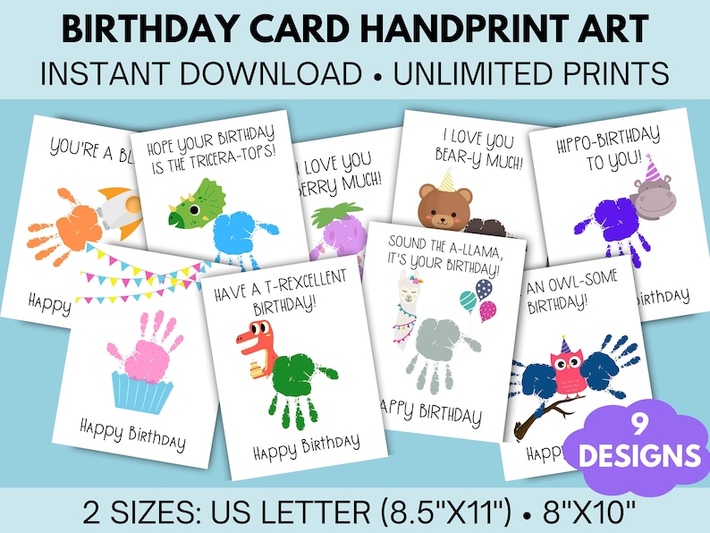 Birthday Handprint Craft Printable Birthday Card Handprint - Etsy