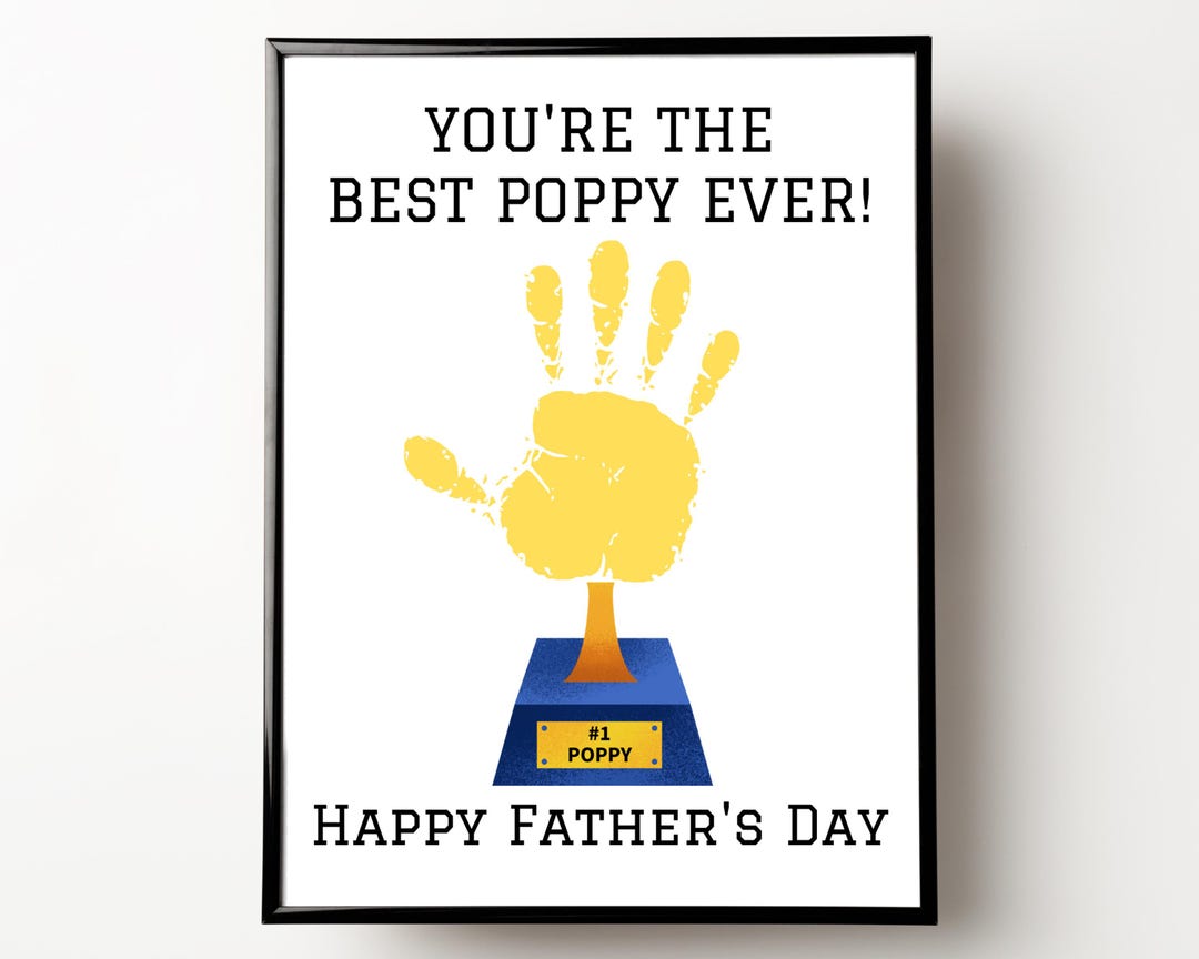 Poppy Father's Day Handprint Card, Best Poppy Ever, Printable Handprint ...