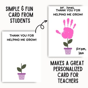 Thank You for Helping Me Grow Printable, Teacher Appreciation Flower ...