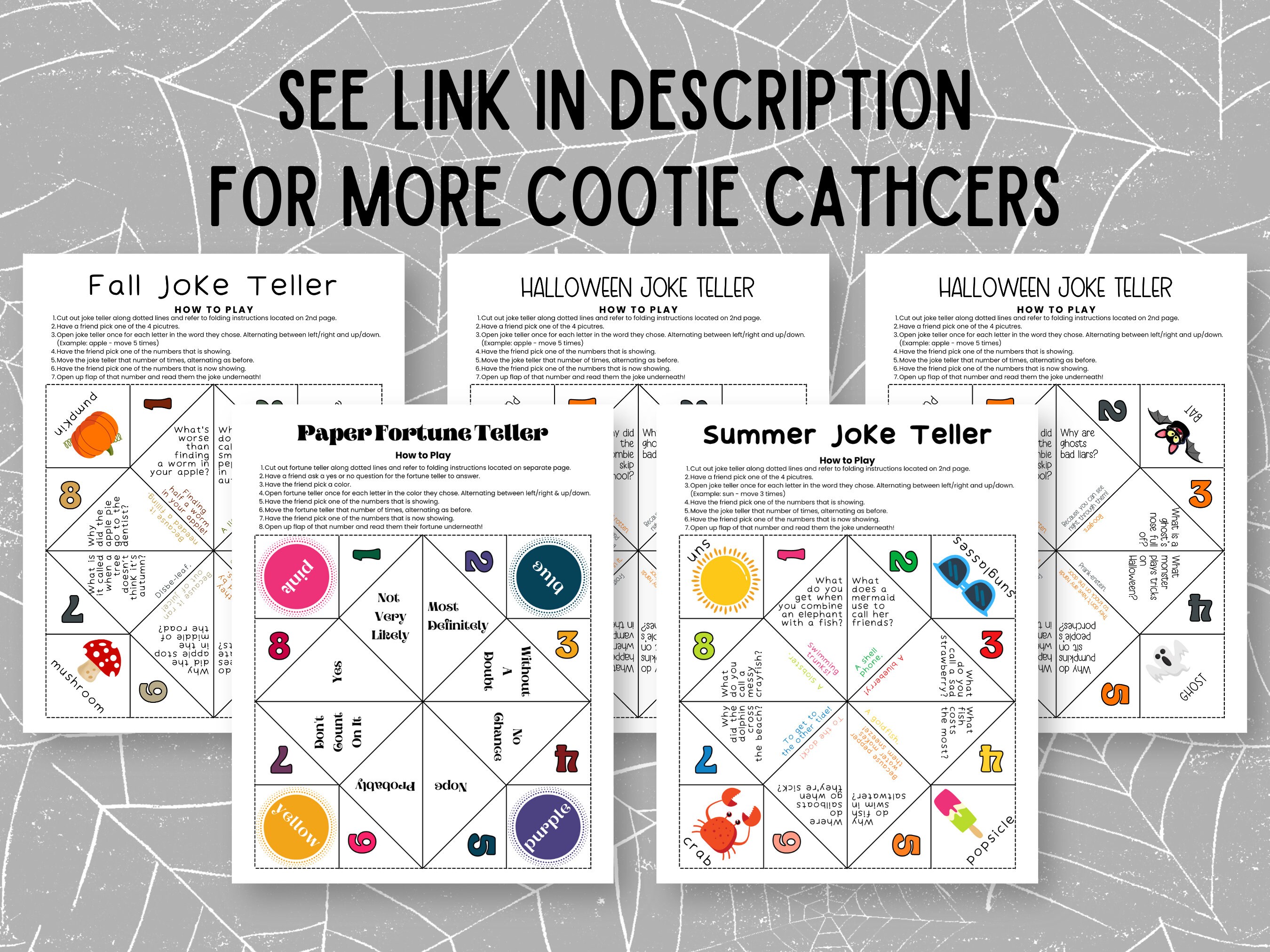 Halloween Jokes for Kids, Cootie Catcher Printable Halloween Games ...