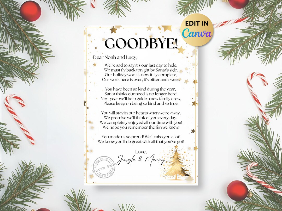 Elf Retirement Letter Canva Template, Personalized Editable Elf Final ...
