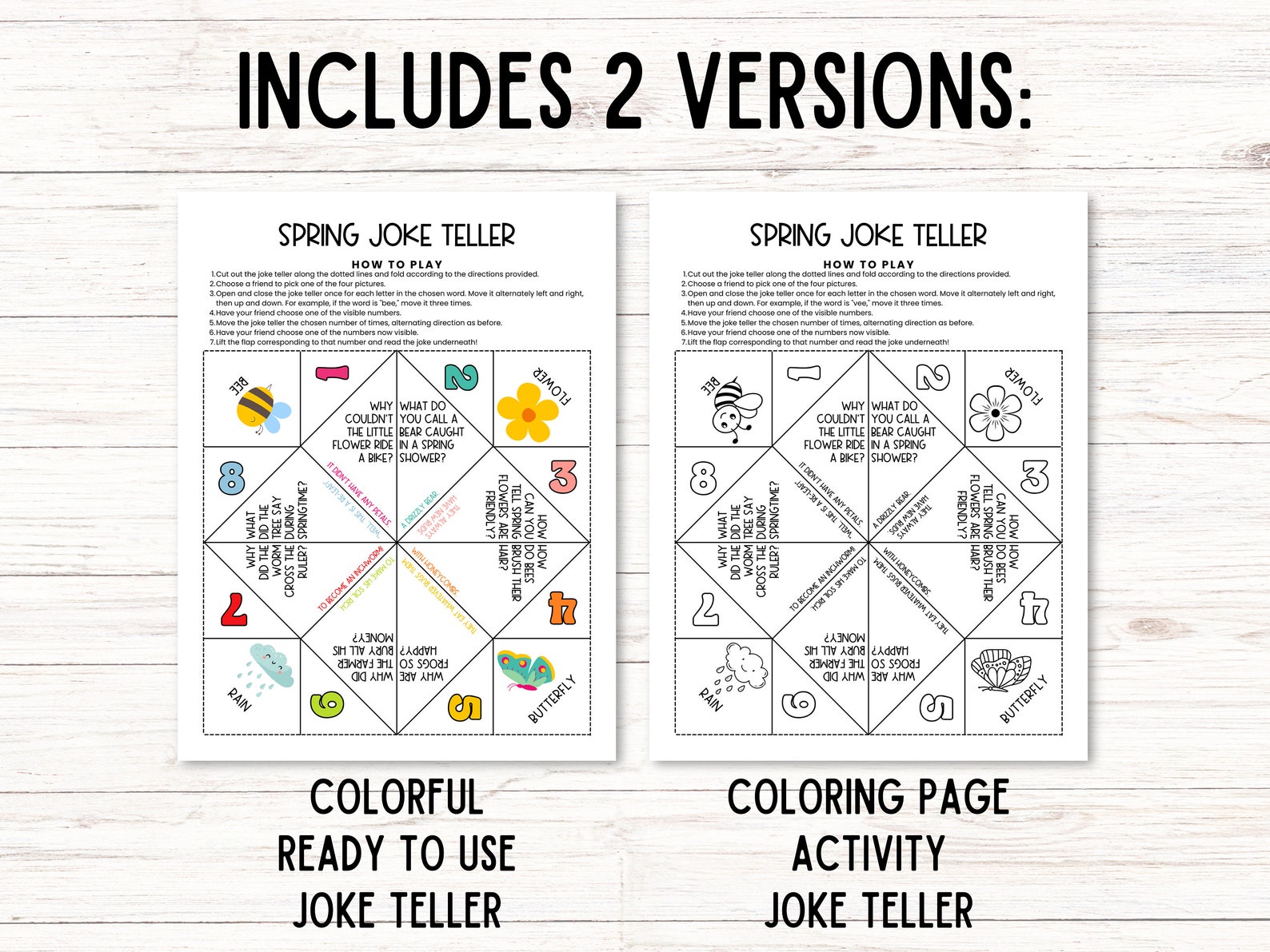 Spring Jokes for Kids, Cootie Catcher, Paper Fortune Teller, Printable ...