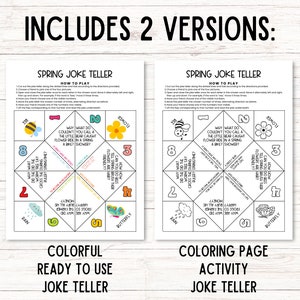 Spring Jokes for Kids, Cootie Catcher, Paper Fortune Teller, Printable ...