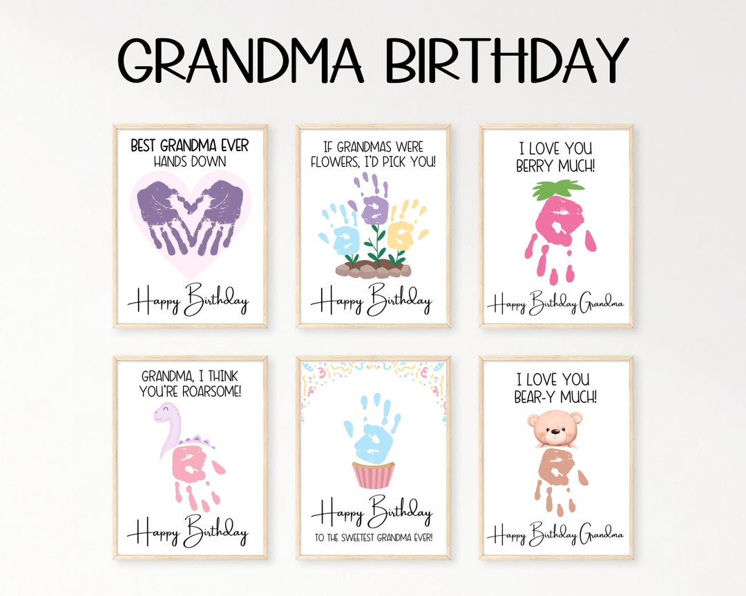 Grandma Handprint Birthday Card, Happy Birthday Grandma Card Toddler ...