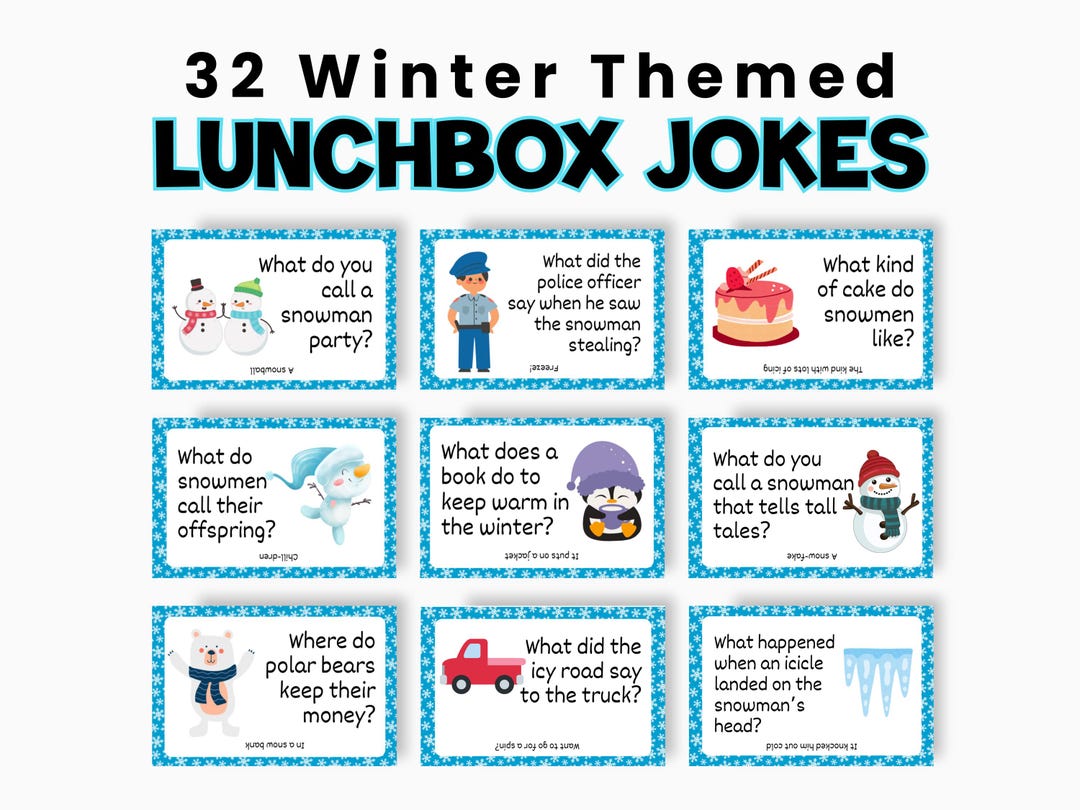 Winter Jokes for Kids, Printable Winter Lunchbox Notes, Snowman Jokes ...