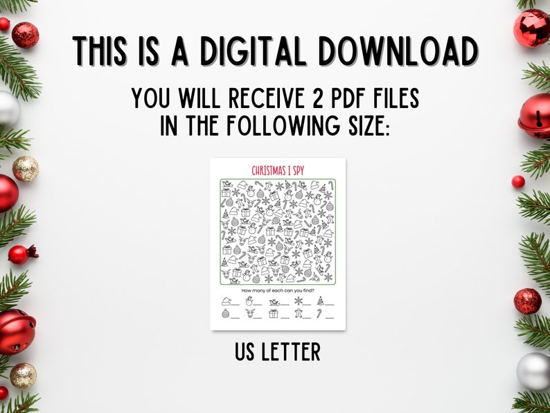 Christmas I Spy Game, Printable Christmas Games for Kids, Holiday Party ...