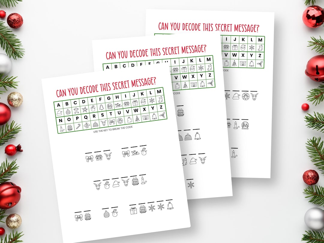 Christmas Secret Message Game: Holiday Puzzle for Kids (printable) - Etsy