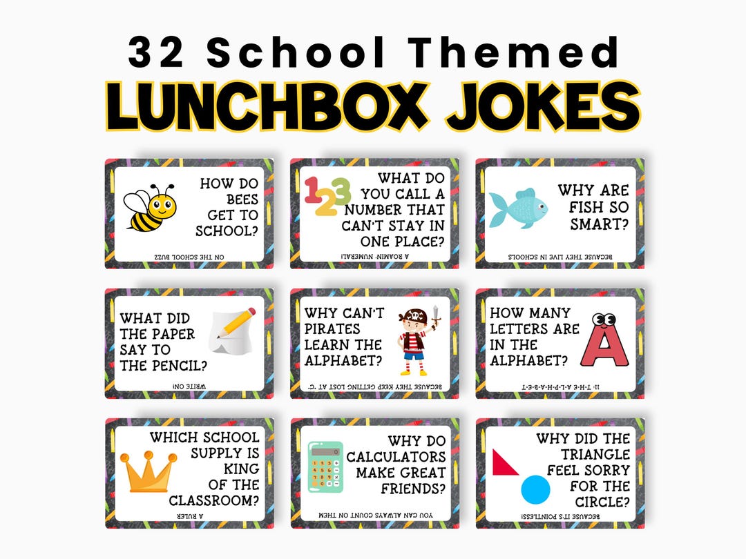 Back to School Lunchbox Jokes: 32 Printable Kids Notes (PDF) - Etsy