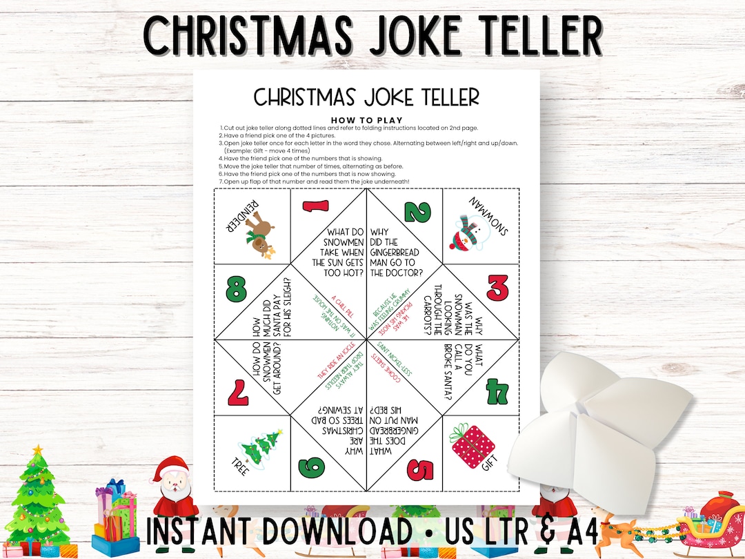 Christmas Jokes for Kids Cootie Catcher Paper Fortune Teller - Etsy