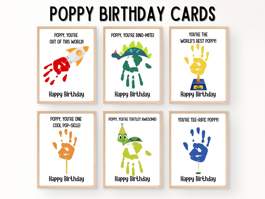 Poppy Handprint Birthday Card Printable, Poppy Gifts From Grandkids ...