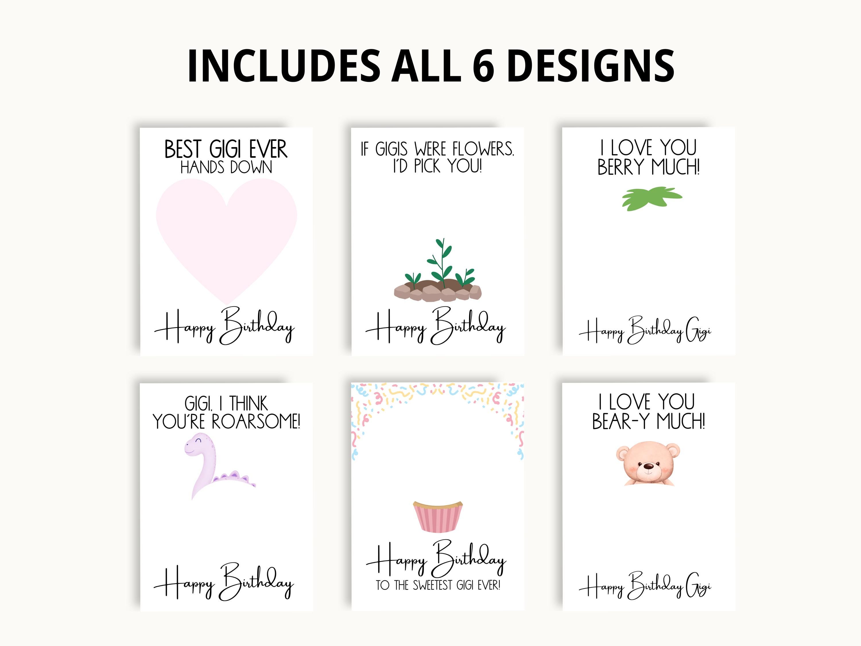 Gigi Birthday Handprint Card Set: Grandkids Gift (PDF Download, 6 ...