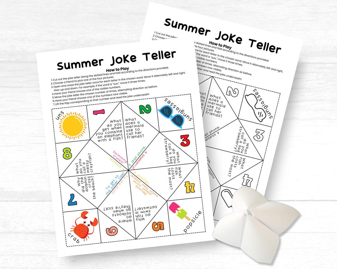 Summer Jokes Cootie Catcher: Printable Fortune Teller (PDF) - Etsy