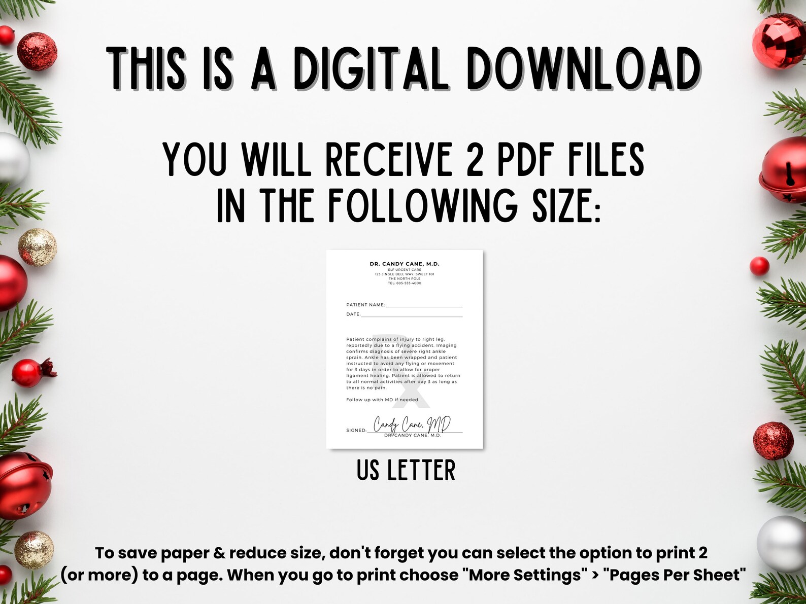 Elf Sick Note Editable, Elf Injury & Recovery Letter, Doctors Note for ...