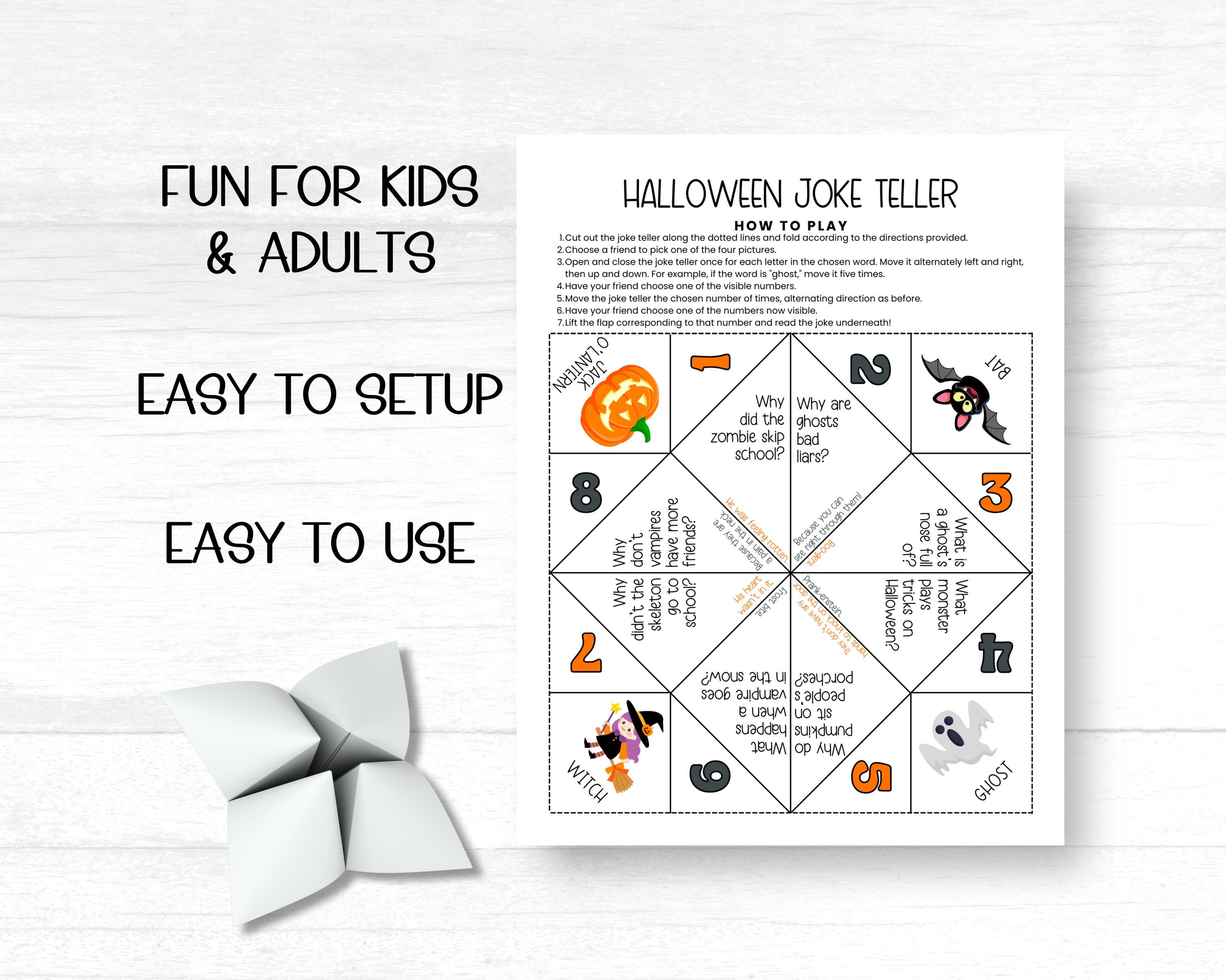 Halloween Jokes Cootie Catcher: Printable Fortune Teller Game (PDF) - Etsy