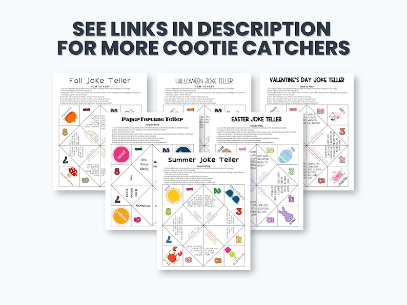 Spring Jokes for Kids, Cootie Catcher, Paper Fortune Teller, Printable ...