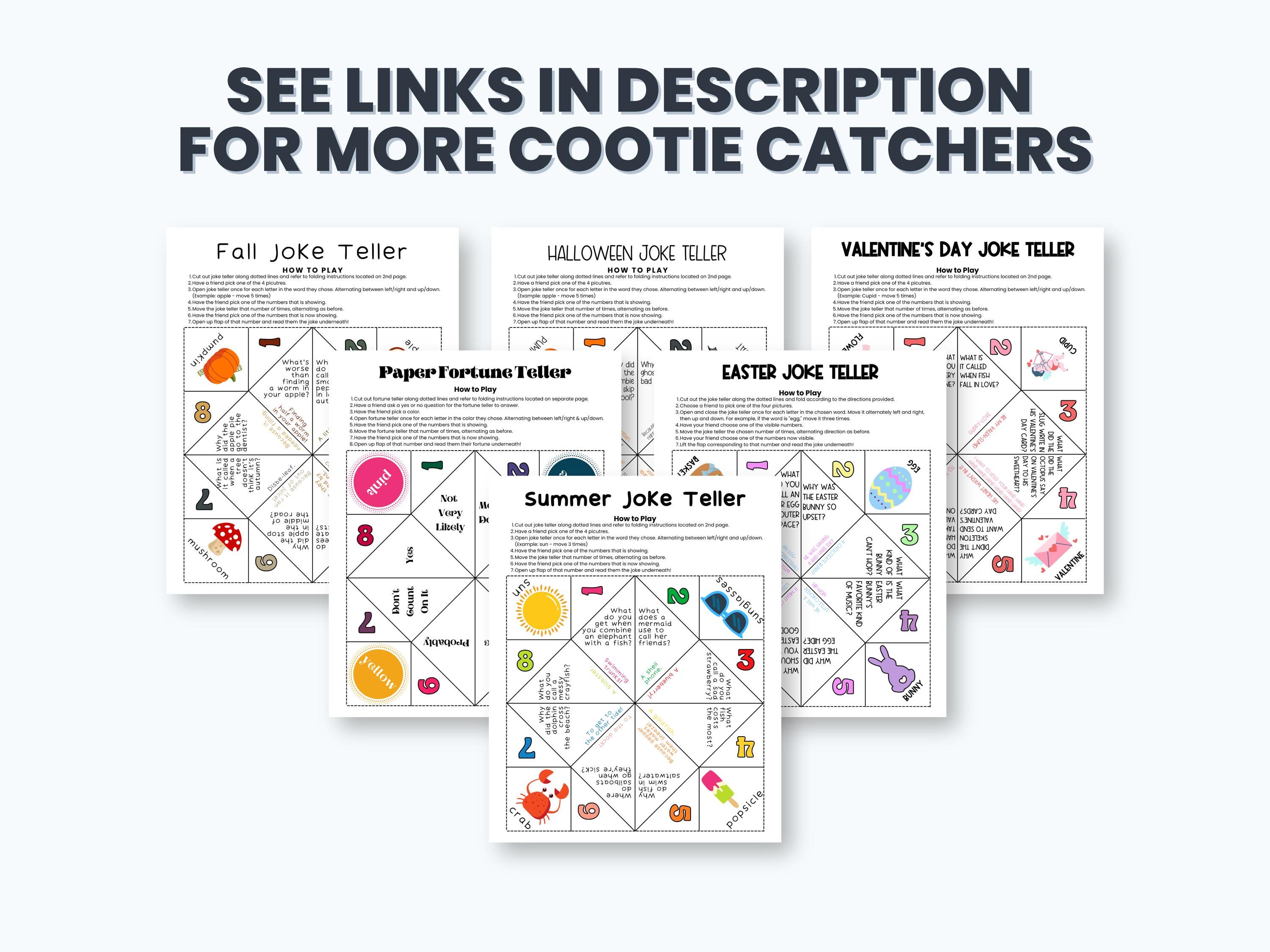 Spring Jokes for Kids, Cootie Catcher, Paper Fortune Teller, Printable ...