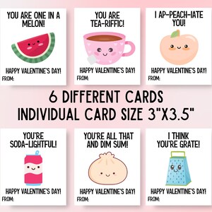 Printable Food Valentines, Food Pun Valentine Cards for Classroom ...