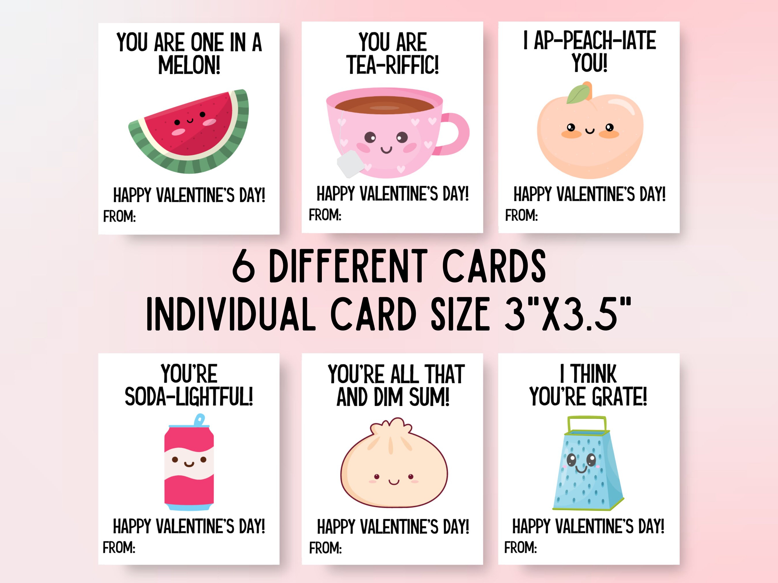 Printable Food Valentines, Food Pun Valentine Cards for Classroom ...
