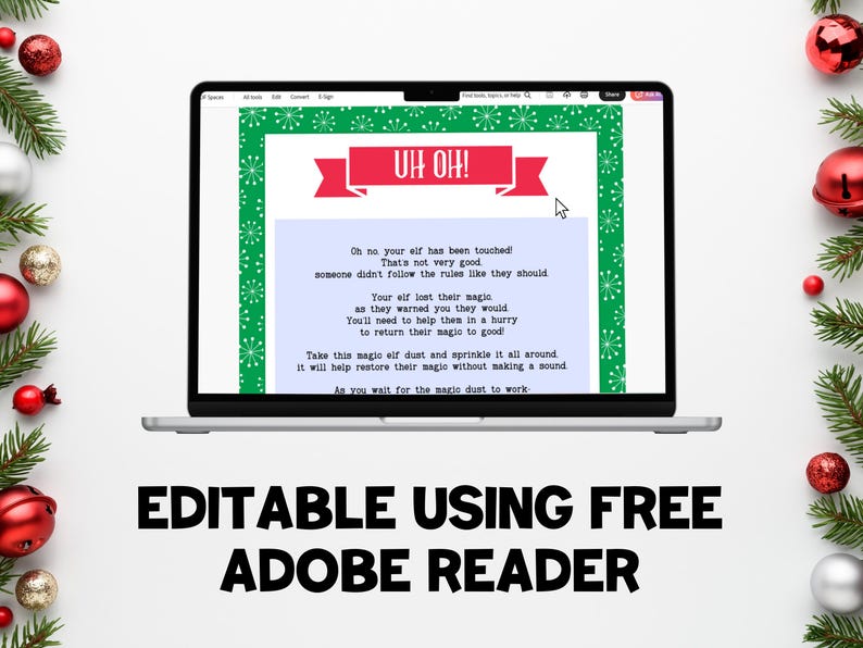 Elf Was Touched Note: Editable Elf Letter (PDF) - Etsy