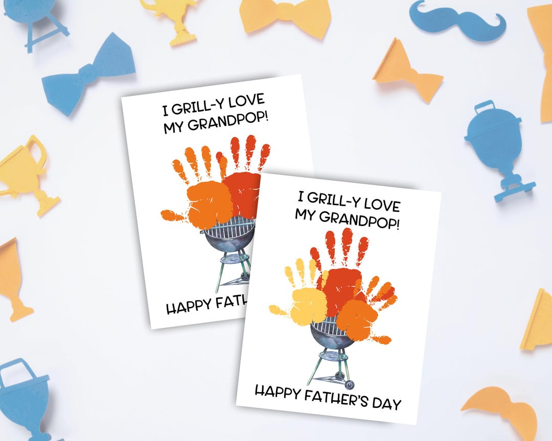 Grandpop Father's Day Handprint Grill Card: Gift From Grandkids (PDF ...