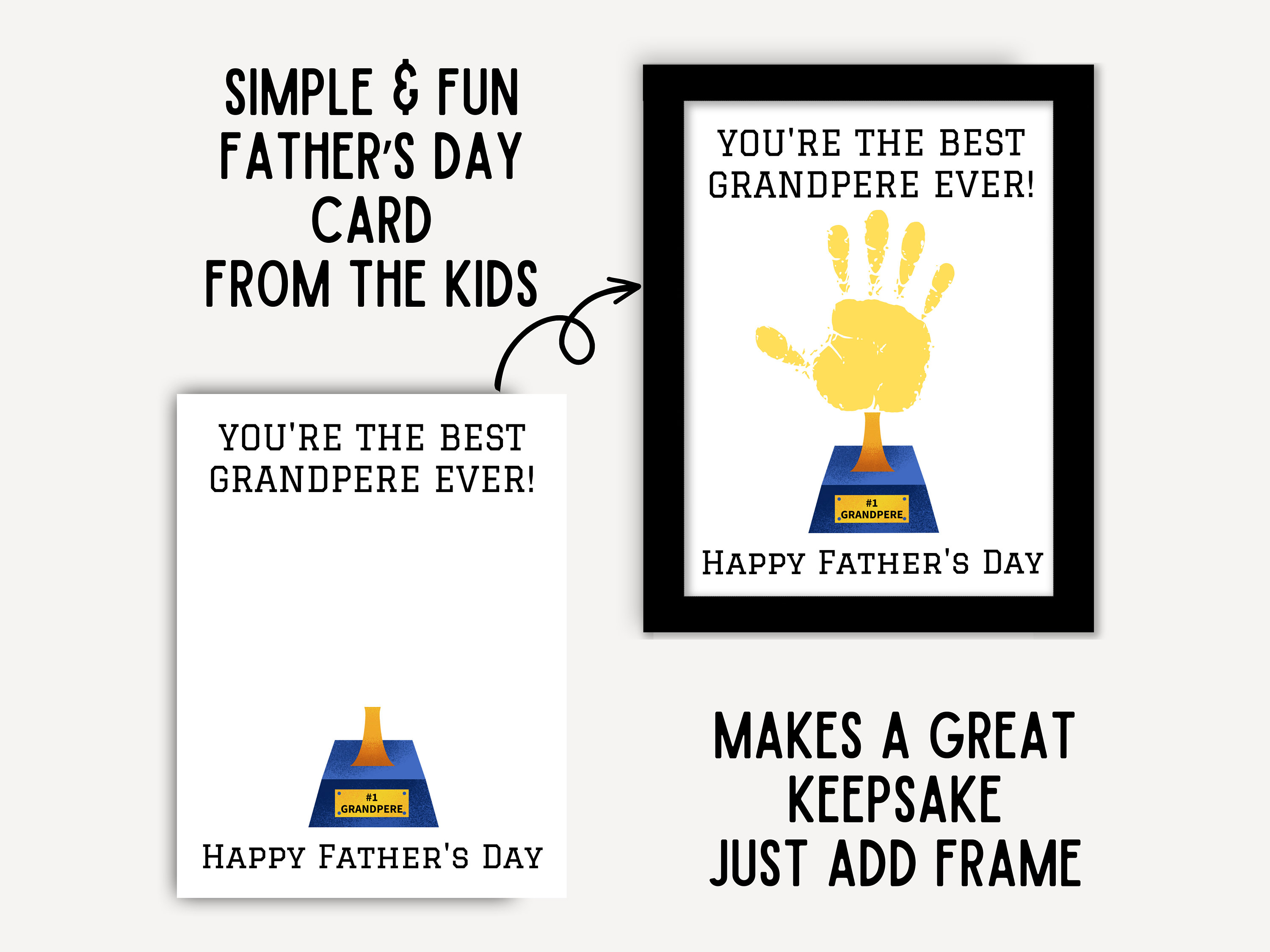 Grandpere Fathers Day Handprint Craft, Grandpere Gift From Grandkids ...