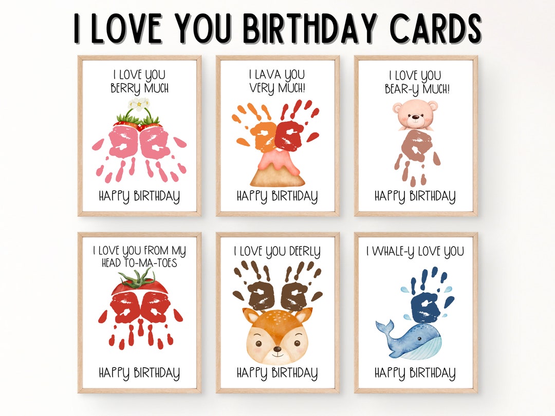 Birthday Love Handprint, Happy Birthday Card Cute, Birthday Handprint ...