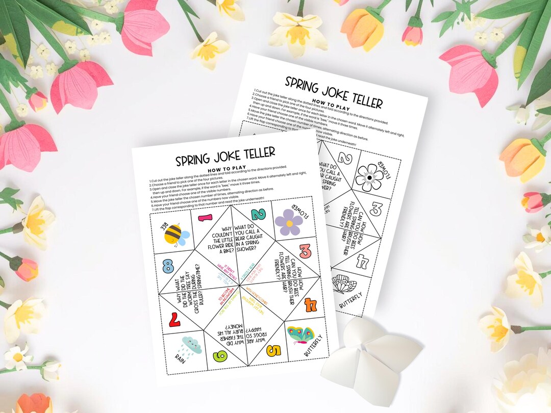 Spring Jokes for Kids, Cootie Catcher, Paper Fortune Teller, Printable ...