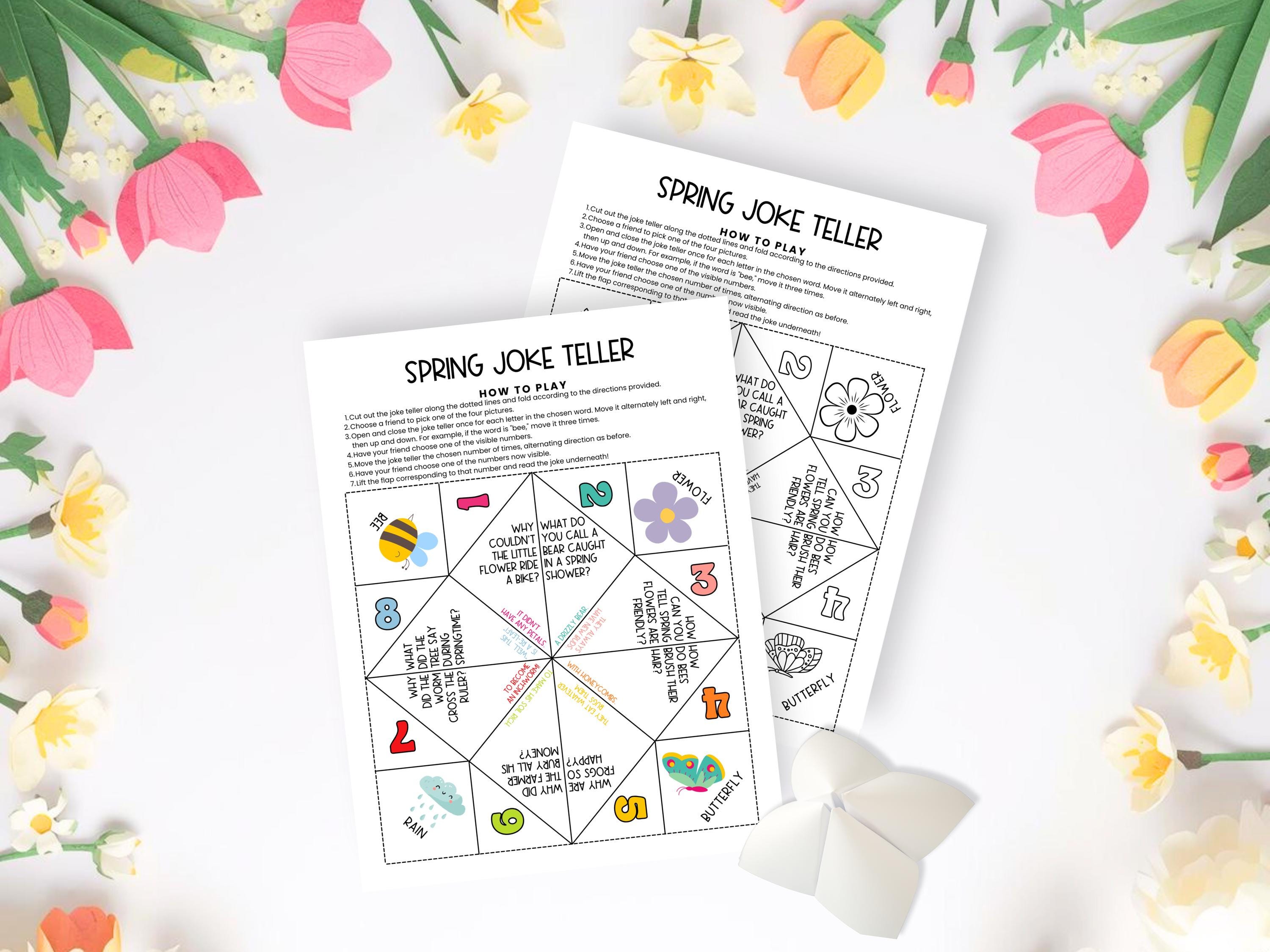 Spring Jokes for Kids, Cootie Catcher, Paper Fortune Teller, Printable ...