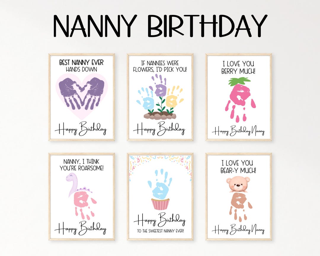 Nanny Handprint Birthday Card, Happy Birthday Nanny Card, Gift for ...