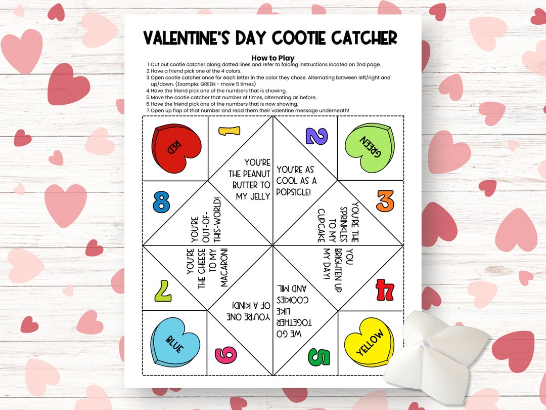 Printable Valentine's Day Cootie Catcher, Valentine Cootie Catcher ...