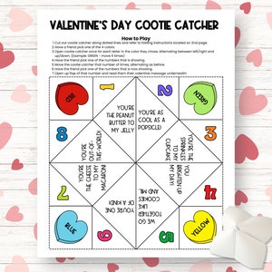 Printable Valentine's Day Cootie Catcher, Valentine Cootie Catcher ...